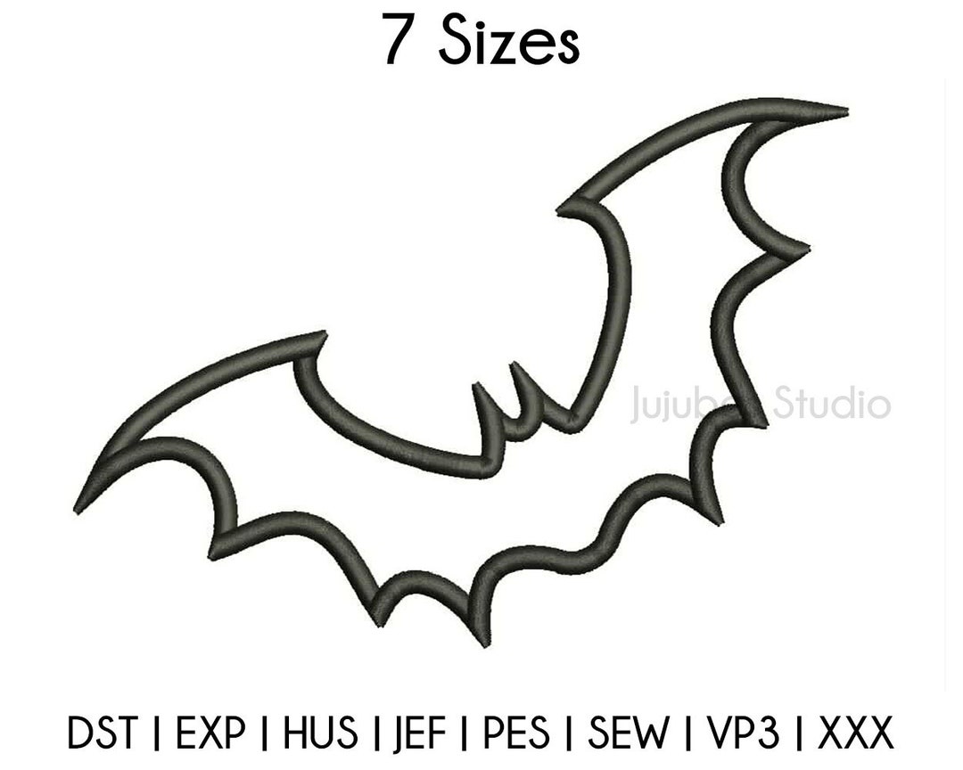 7 Sizes Bat Applique Embroidery Designs, Bat Embroidery Applique Design ...