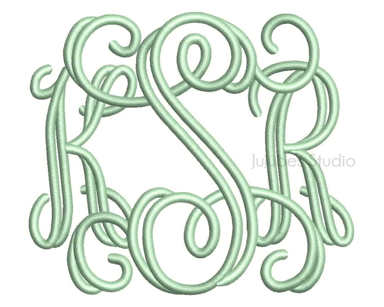 4 Sizes Interlocking Monogram Fonts Embroidery Fonts BX - Etsy