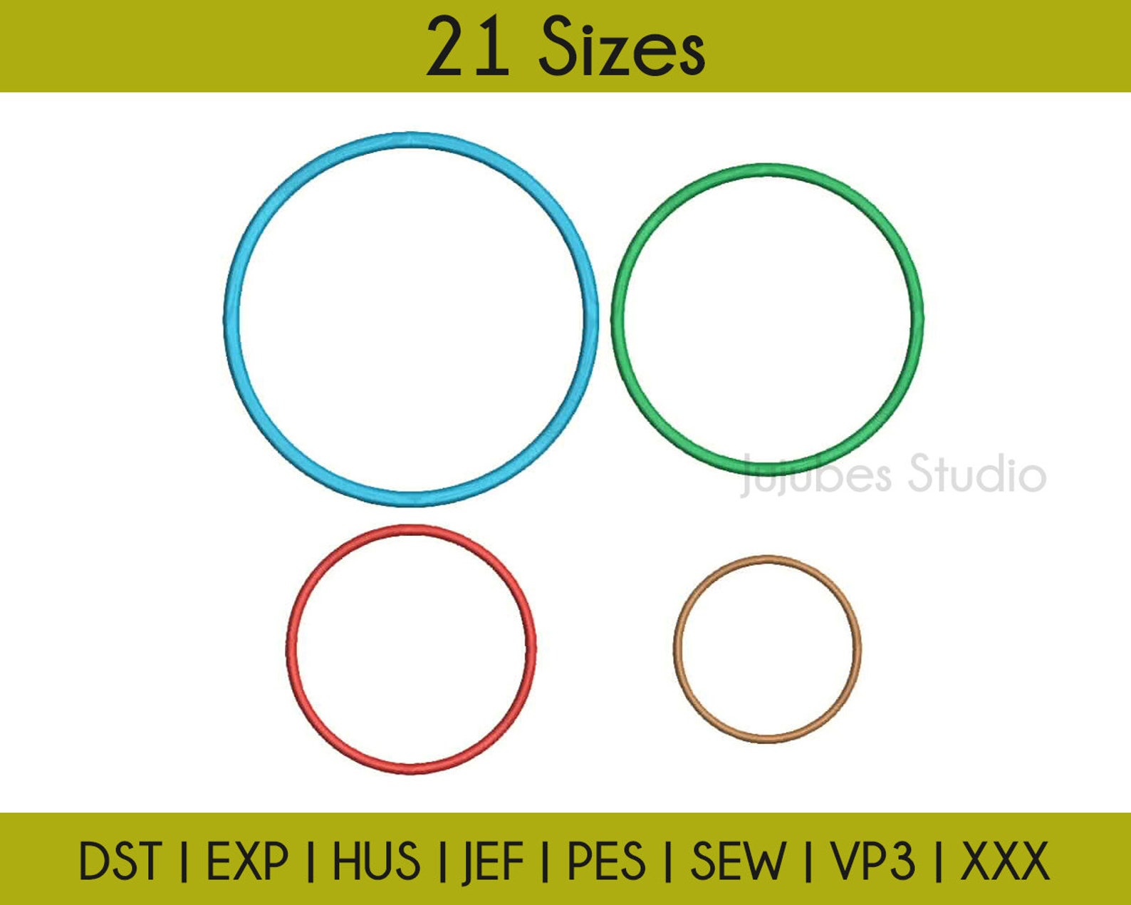 21 Sizes Circle Border Applique Embroidery Designs, Circle Outline ...