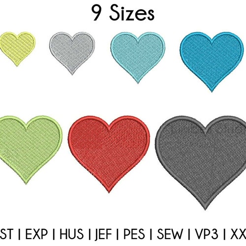 9 Sizes Small Heart Embroidery Designs Heart Embroidery - Etsy