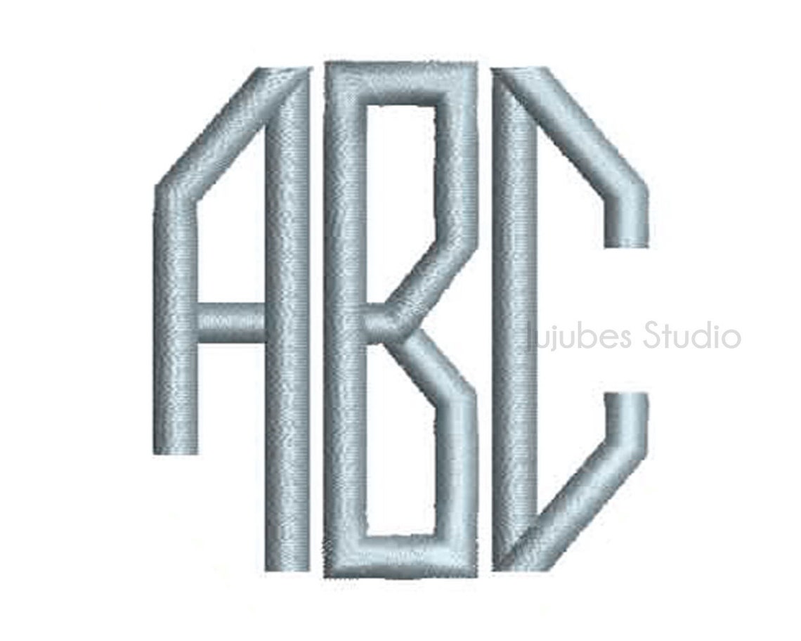 3 Sizes Octagon Monogram Fonts Embroidery Fonts BX | Etsy