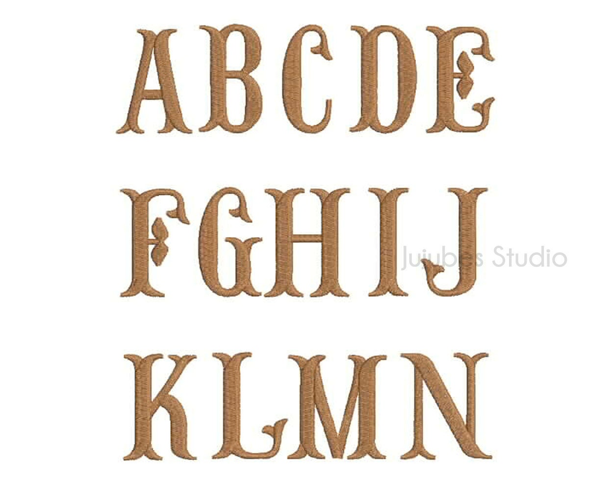 3 Sizes Fishtail Embroidery Font Embroidery Fonts BX | Etsy