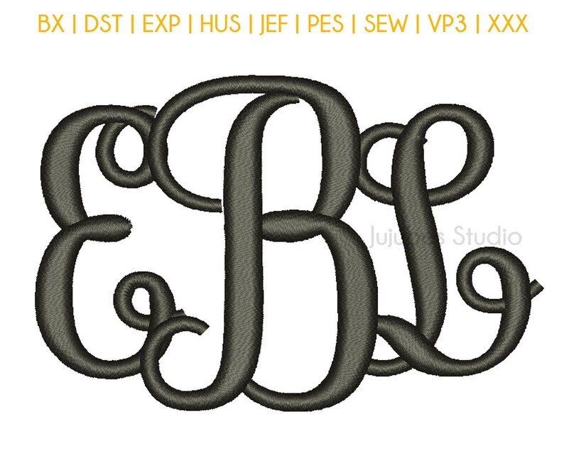 5 Sizes Simple Monogram Fonts Embroidery Fonts BX Embroidery | Etsy