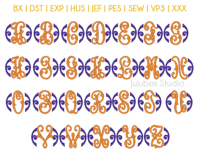 11 Sizes Initial Monogram Fonts, Embroidery Fonts BX, Embroidery ...