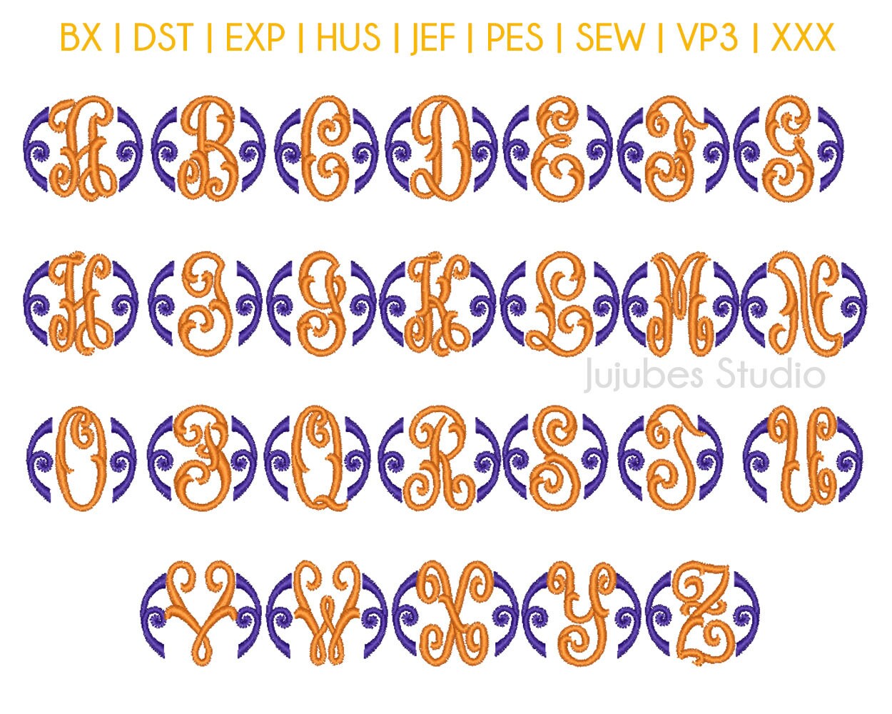 11 Sizes Initial Monogram Fonts, Embroidery Fonts BX, Embroidery ...