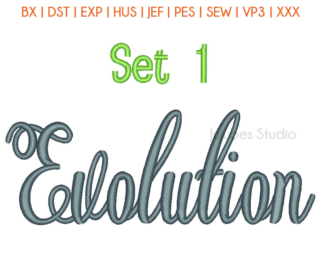 5 Sizes Set 1 Evolution Embroidery Font, Embroidery Fonts BX ...