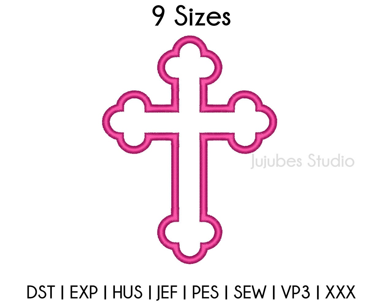 9 Sizes #1 T Cross Applique Embroidery Designs, Cross Embroidery ...