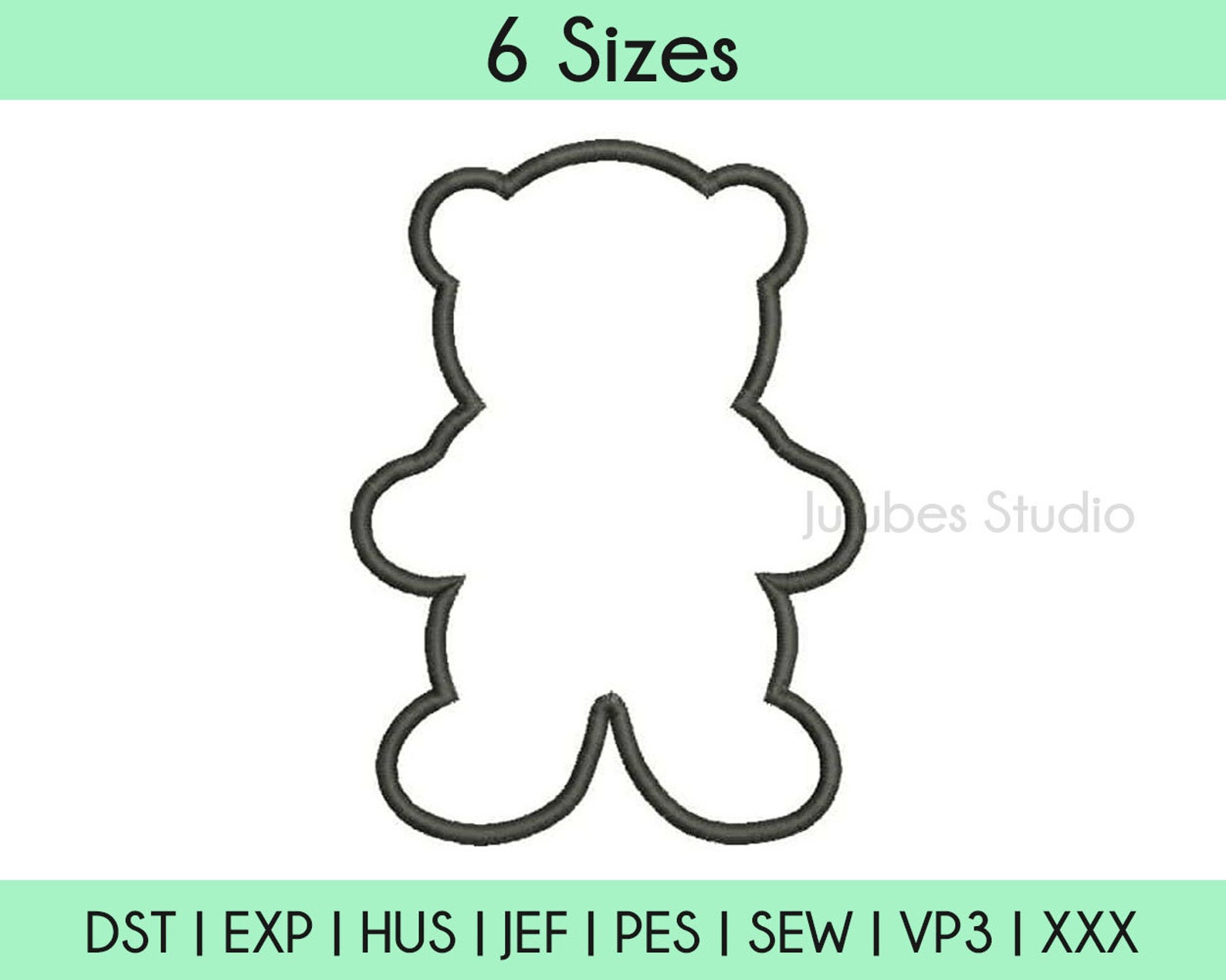 6 Sizes Outline Bear Applique Embroidery Designs Bear - Etsy