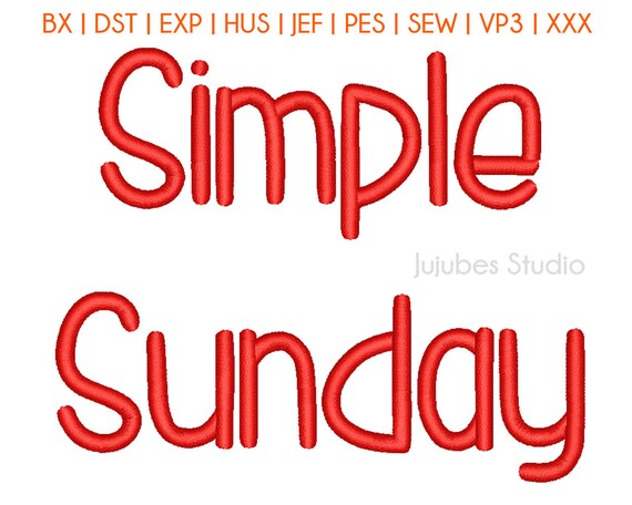 5 Sizes Sunday Embroidery Font Embroidery Fonts BX - Etsy
