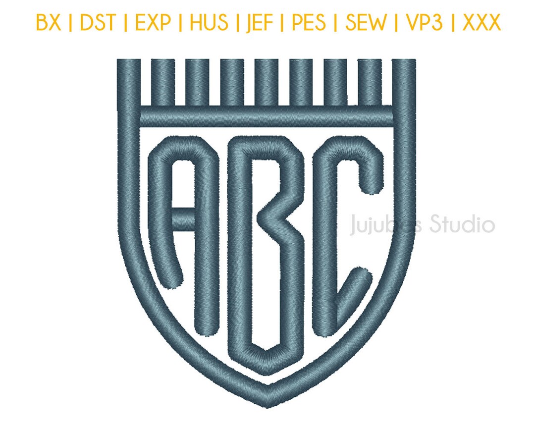 7 Sizes 3 Letters Shield Monogram Fonts, Embroidery Fonts BX ...