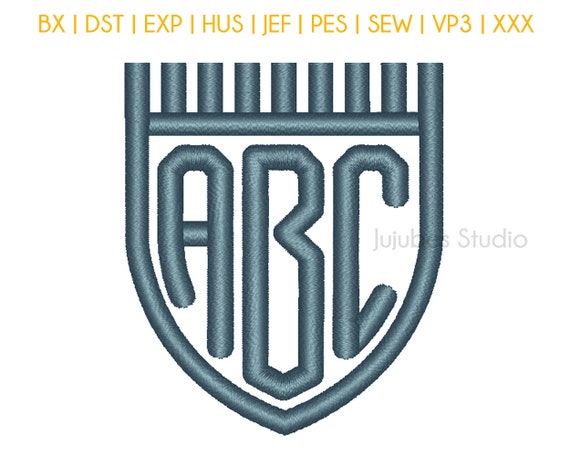 7 Sizes 3 Letters Shield Monogram Fonts Embroidery Fonts BX - Etsy