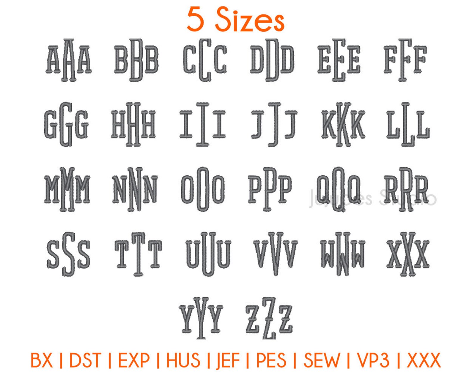 5 Sizes Ama Monogram Fonts Embroidery Fonts BX Embroidery - Etsy