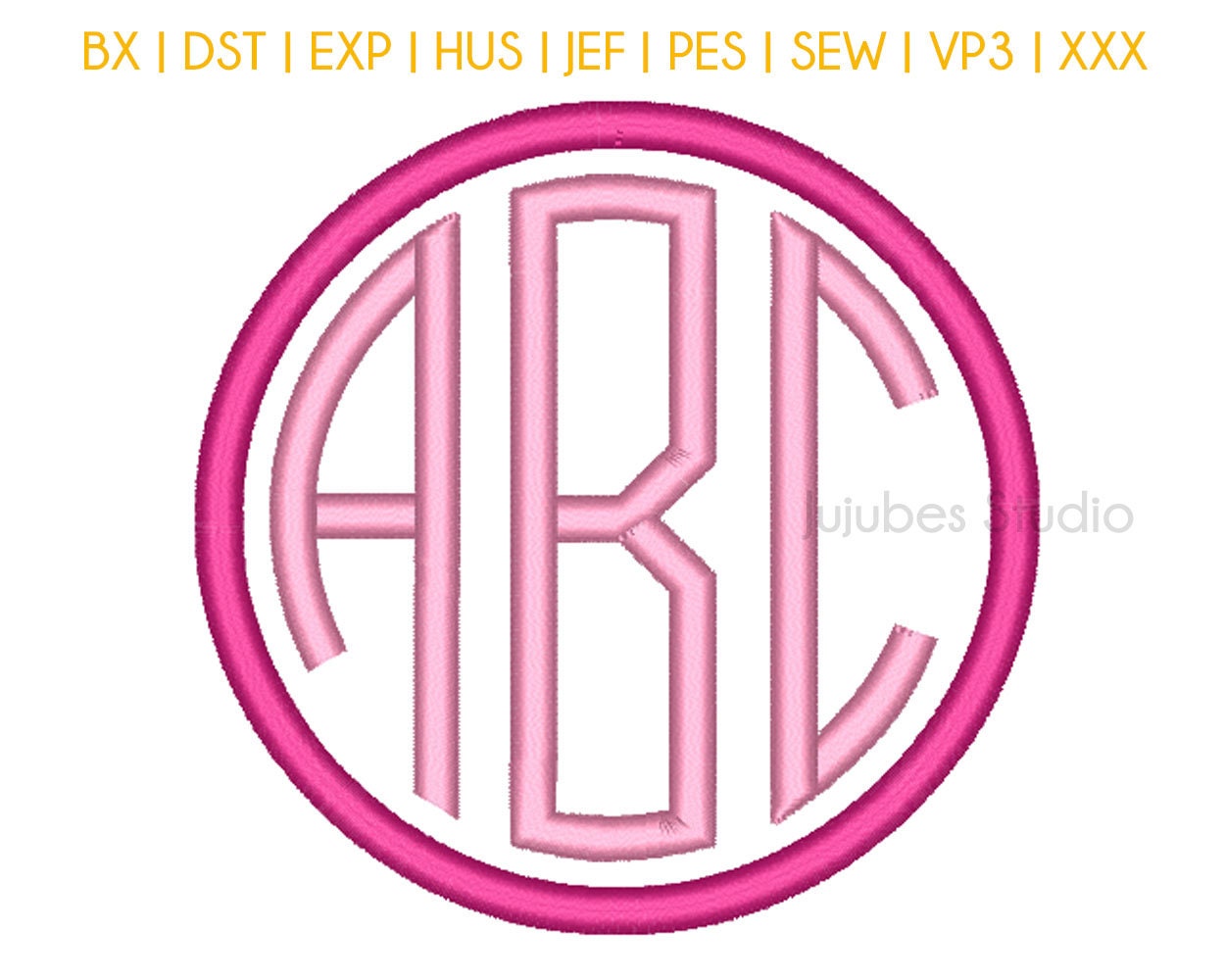 6 Sizes Thin Circle Monogram Fonts, Embroidery Fonts BX, Embroidery ...