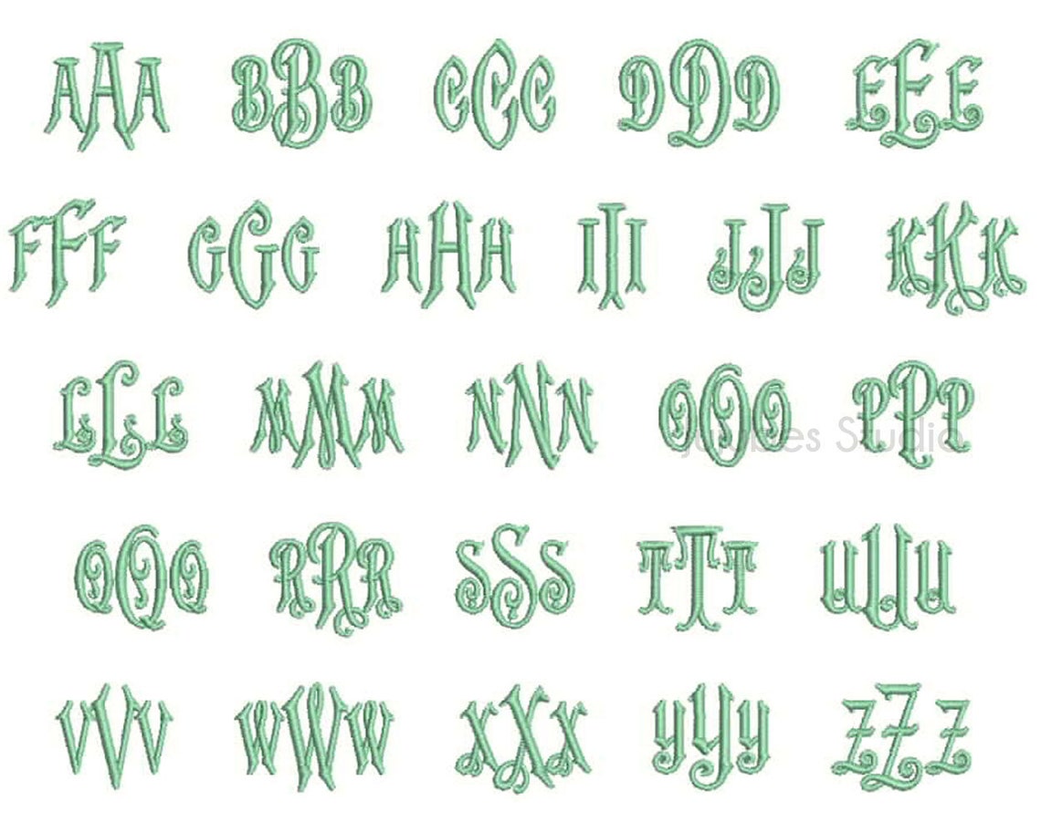 5 Sizes Carson Monogram Fonts, Embroidery Fonts BX, Embroidery Designs ...