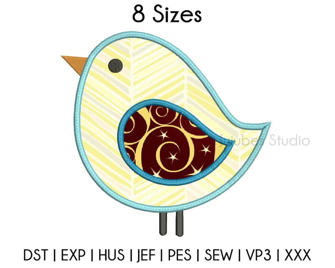 8 Sizes Bird Applique Embroidery Designs, Bird Applique Design ...