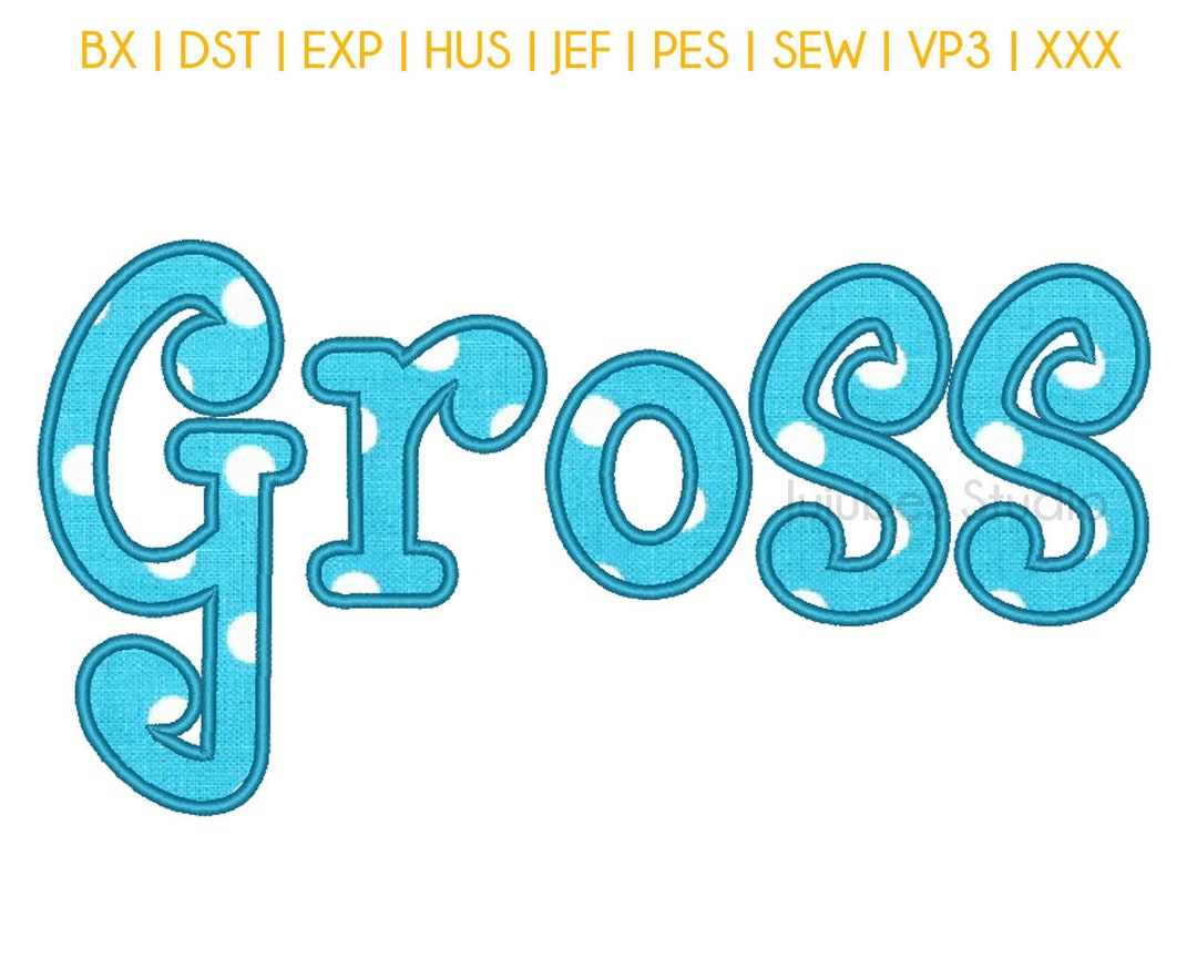 9 Sizes Gross Applique Font, Embroidery Fonts BX, Embroidery Designs ...
