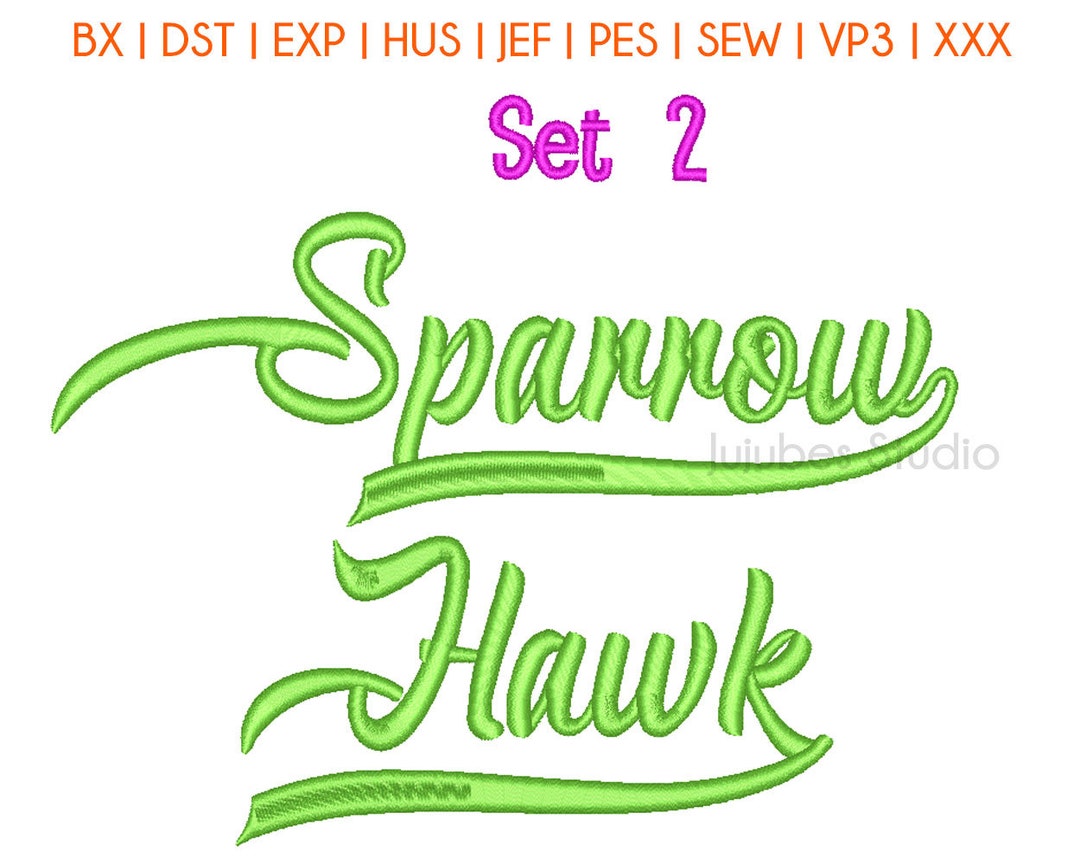 5 Sizes Set 2 Sparrow Embroidery Font, Embroidery Fonts BX, Embroidery ...