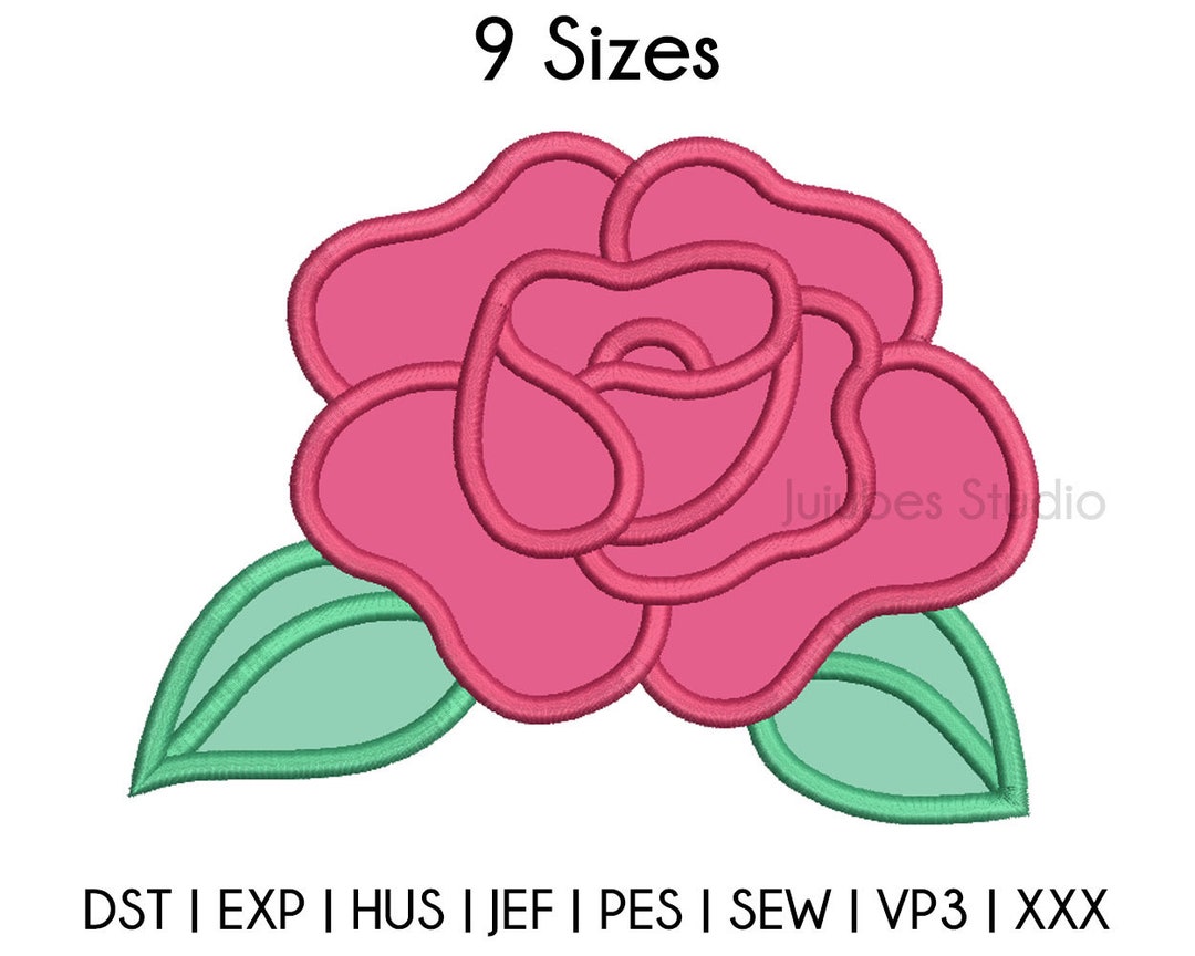 9 Sizes Rose Applique Embroidery Designs, Rose Embroidery Applique ...