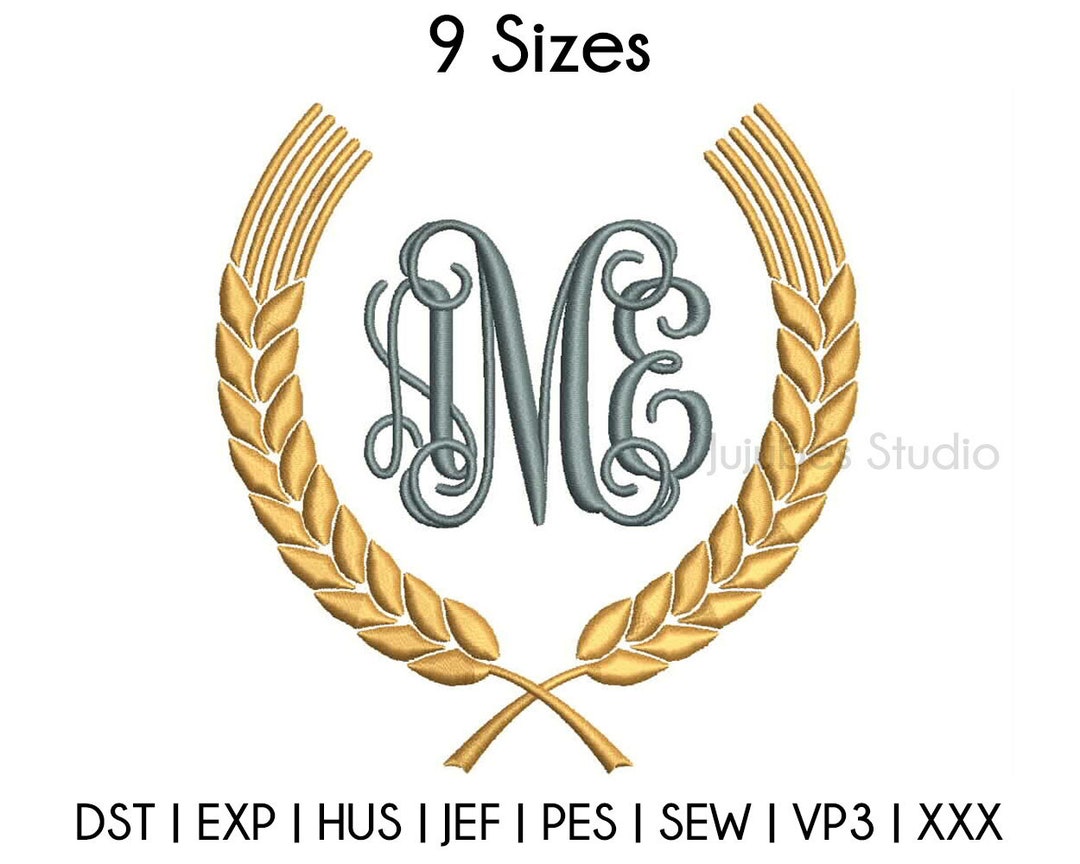 9 Sizes Ear of Rice Monogram Border Embroidery Designs, Monogram ...