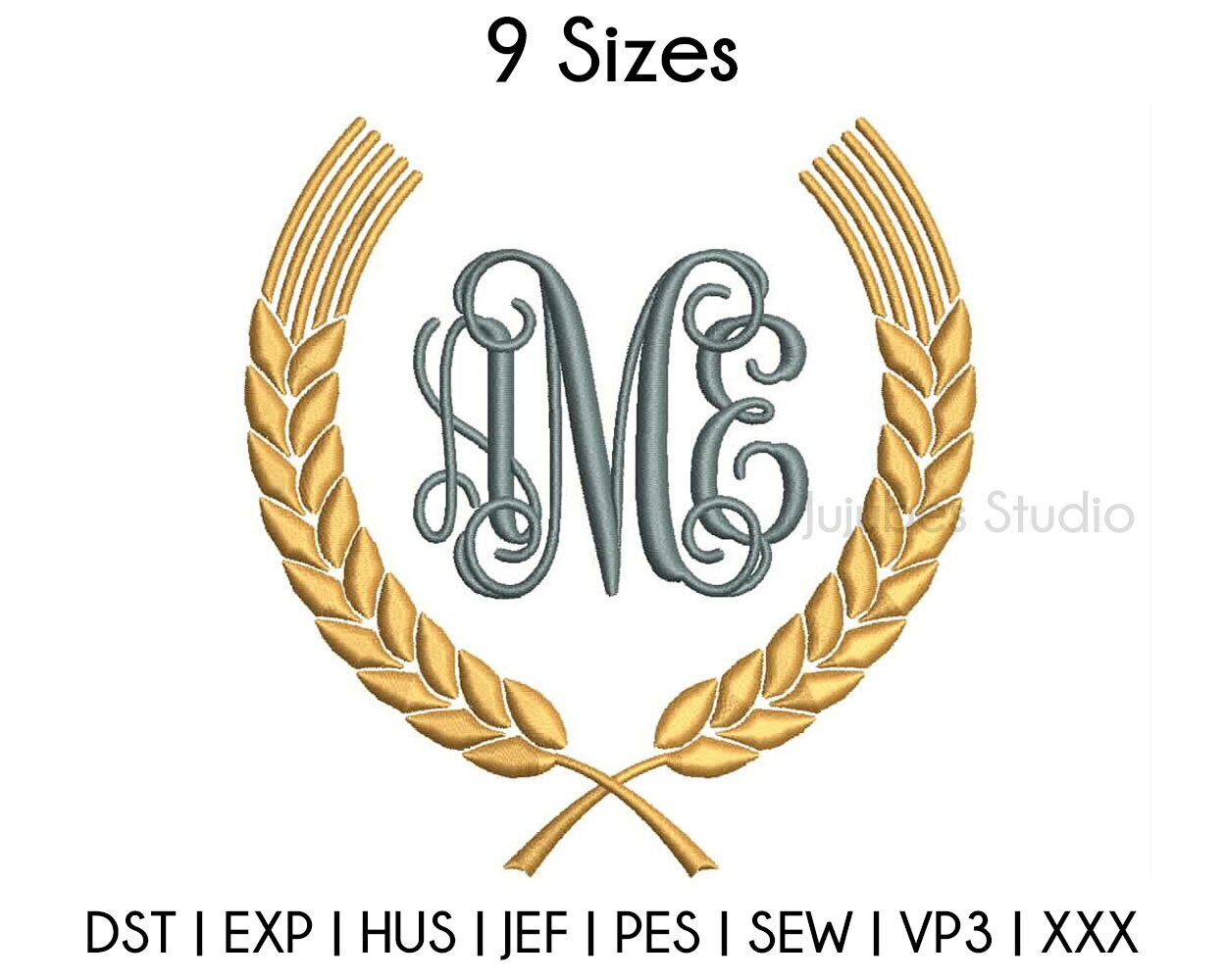 9 Sizes Ear of Rice Monogram Border Embroidery Designs, Monogram ...