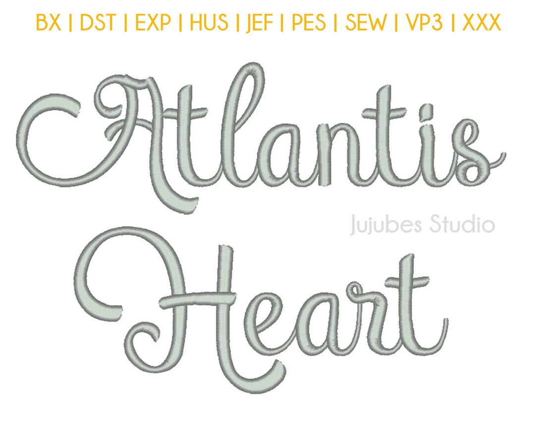 5 Sizes Set 1 Atlantis Embroidery Font, Embroidery Fonts BX, Embroidery ...