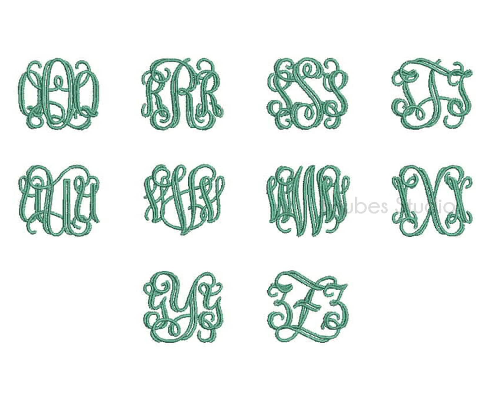 4 Sizes Interlocking Monogram Fonts, Embroidery Fonts BX, Embroidery ...