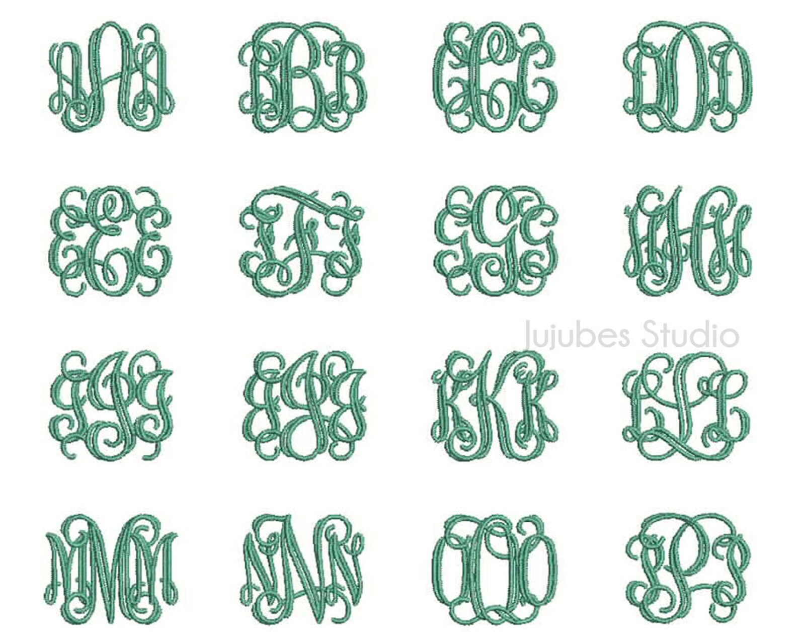 4 Sizes Interlocking Monogram Fonts Embroidery Fonts BX - Etsy