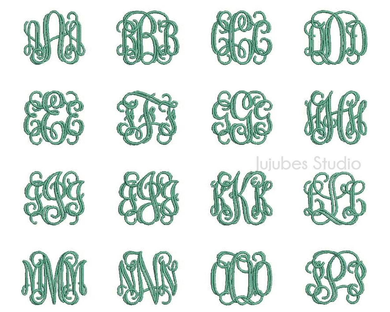 4 Sizes Interlocking Monogram Fonts Embroidery Fonts BX - Etsy
