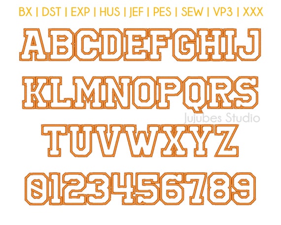 6 Sizes University Applique Font Embroidery Fonts BX - Etsy
