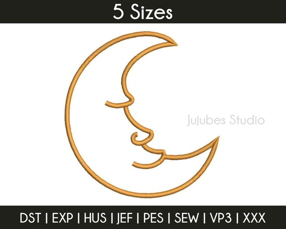 5 Sizes Moon Applique Embroidery Designs Moon Applique - Etsy