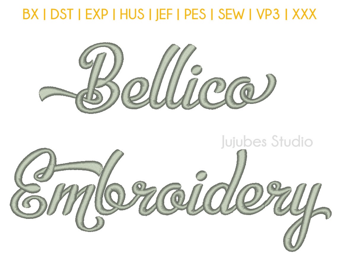 5 Sizes Set 2 Bellico Embroidery Font Embroidery Fonts BX - Etsy
