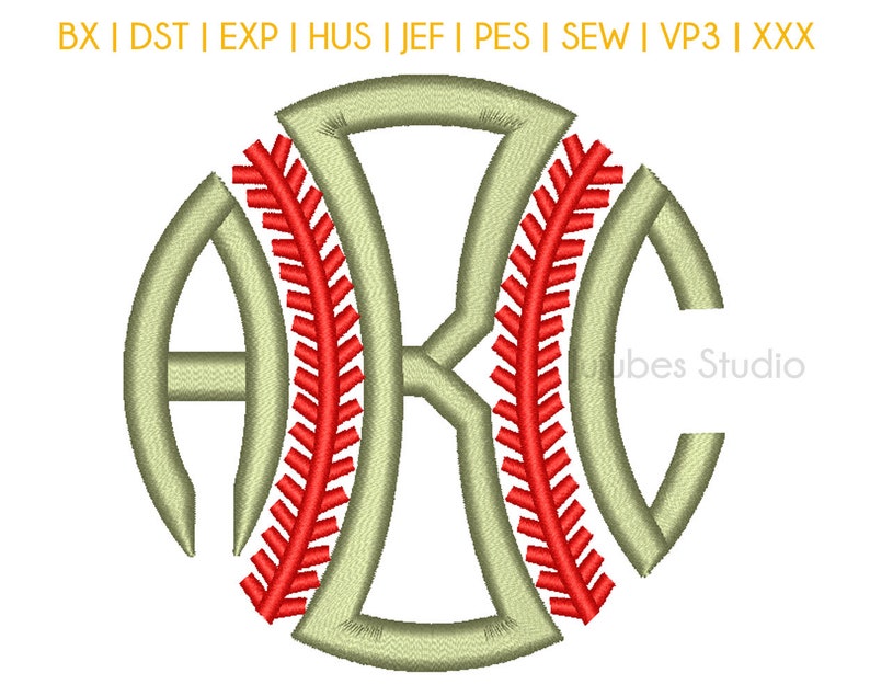 5 Sizes Baseball Monogram Fonts Embroidery Fonts BX - Etsy