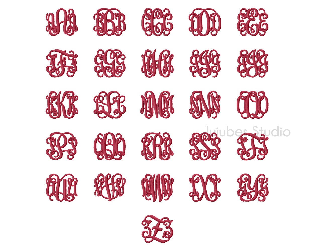 4 Sizes Interlocking Monogram Fonts Embroidery Fonts BX - Etsy