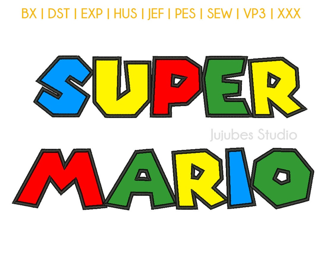 5 Sizes Super Mario Applique Font, Embroidery Fonts BX, Embroidery ...