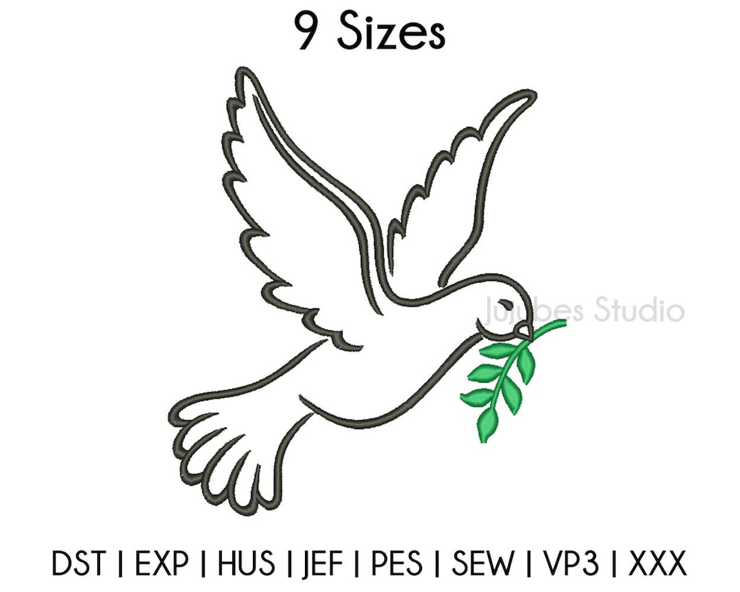 9 Sizes Dove Embroidery Designs, Peace Embroidery Design, Machine ...