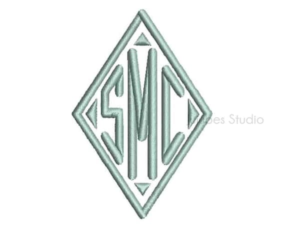 4 Sizes Diamond Monogram Fonts Embroidery Fonts BX | Etsy