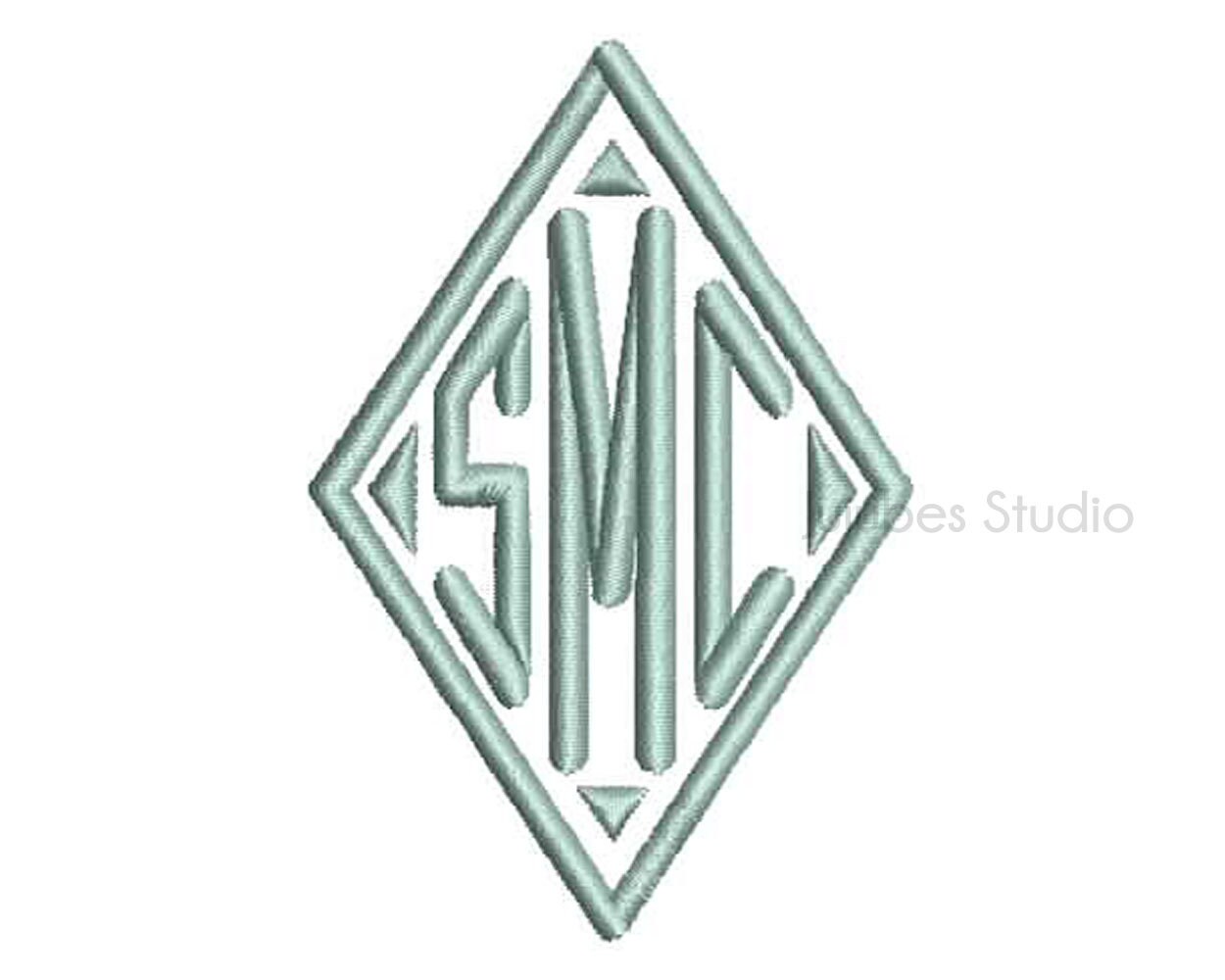 4 Sizes Diamond Monogram Fonts Embroidery Fonts BX | Etsy