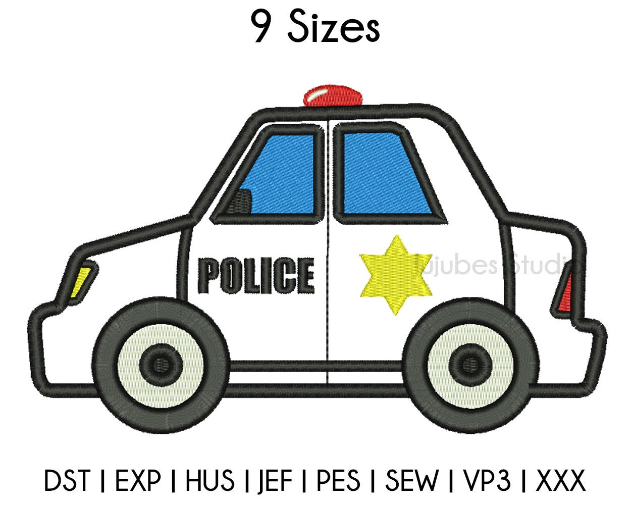 9 Sizes Police Car Applique Embroidery Designs Car Embroidery - Etsy