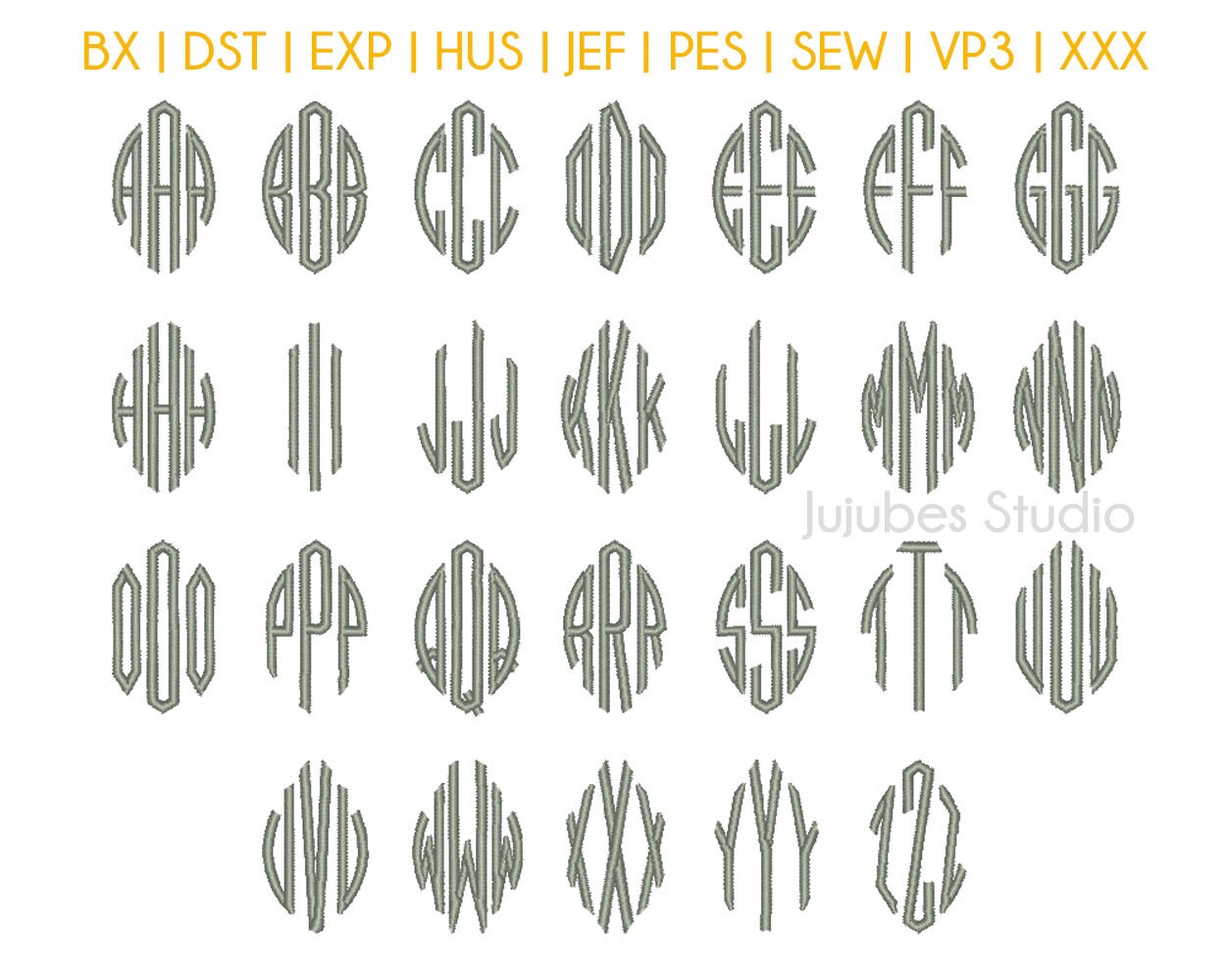7 Sizes Ark Monogram Fonts Embroidery Fonts BX Embroidery | Etsy
