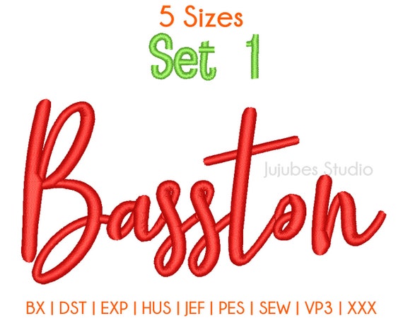 5 Sizes Set 1 Basston Embroidery Font Embroidery Fonts BX - Etsy