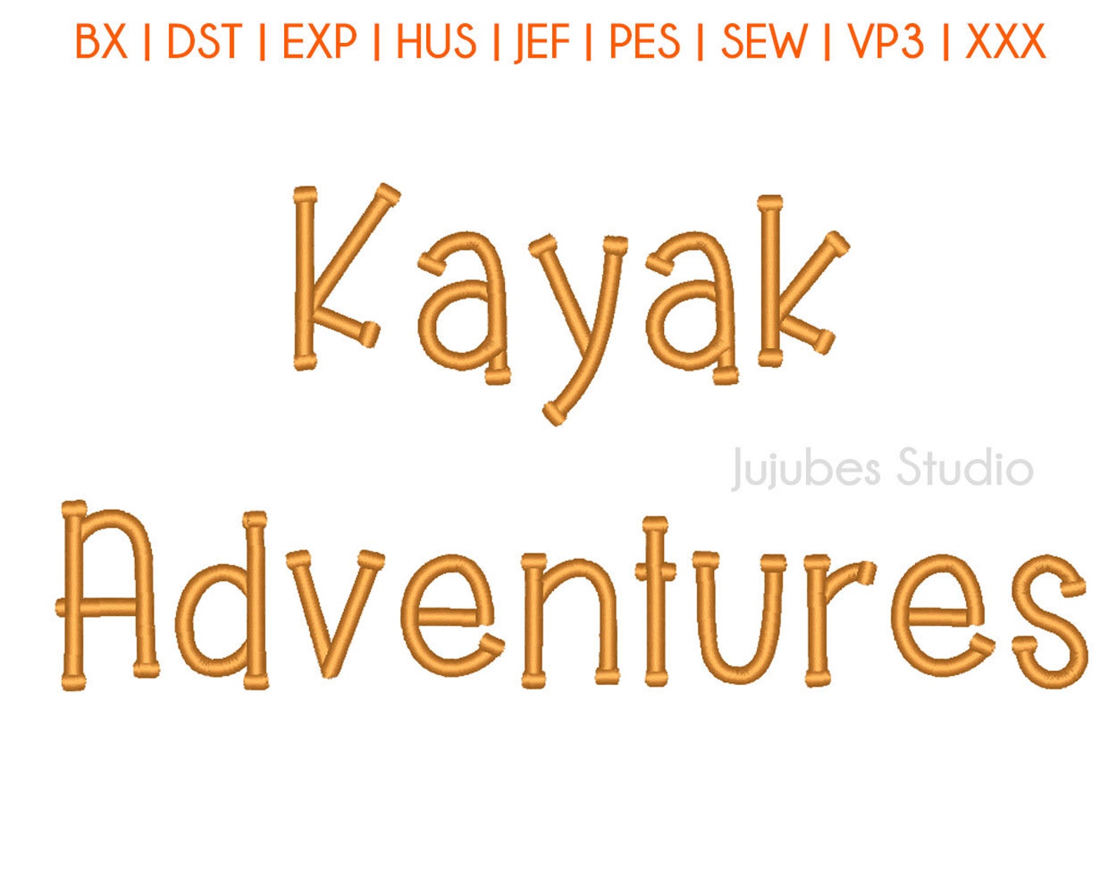 5 Sizes Kayak Embroidery Font, Embroidery Fonts BX, Embroidery Designs ...