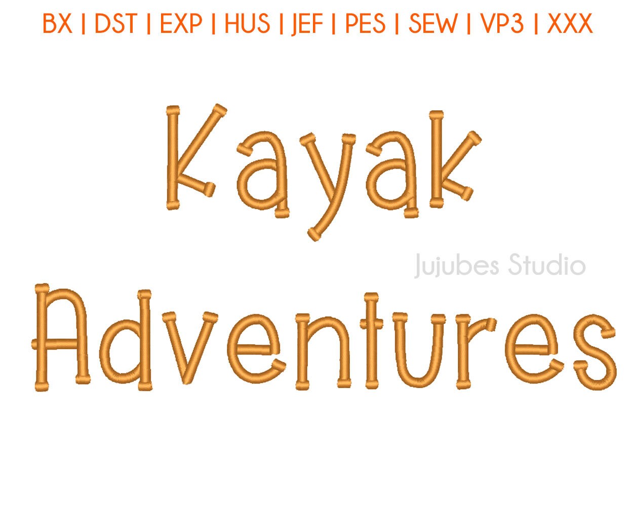 5 Sizes Kayak Embroidery Font Embroidery Fonts BX Embroidery | Etsy