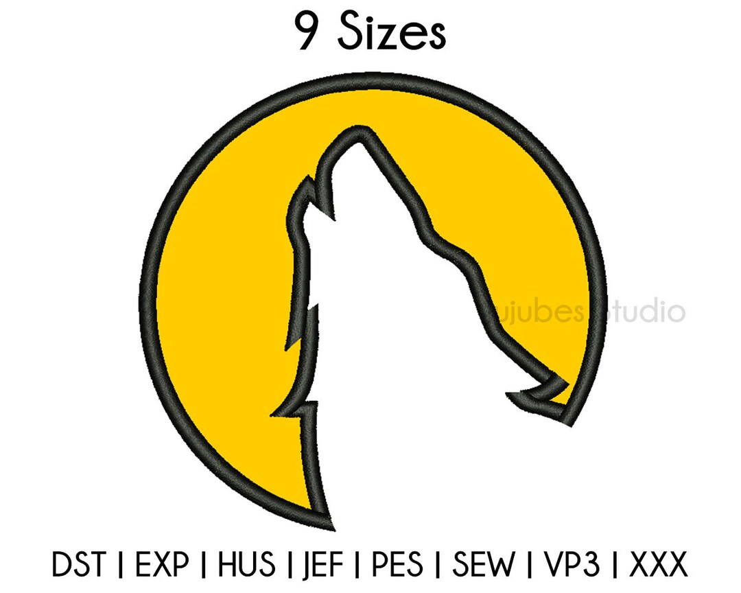 9 Sizes Wolf Applique Embroidery Designs, Wolf Embroidery Applique ...