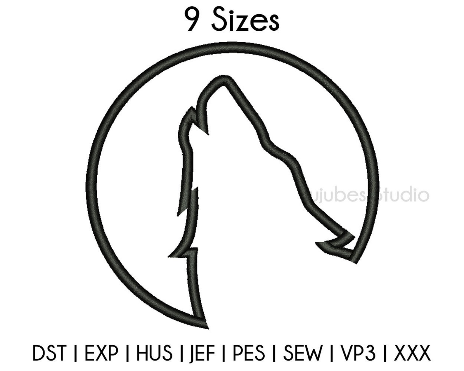 9 Sizes Wolf Applique Embroidery Designs Wolf Embroidery | Etsy