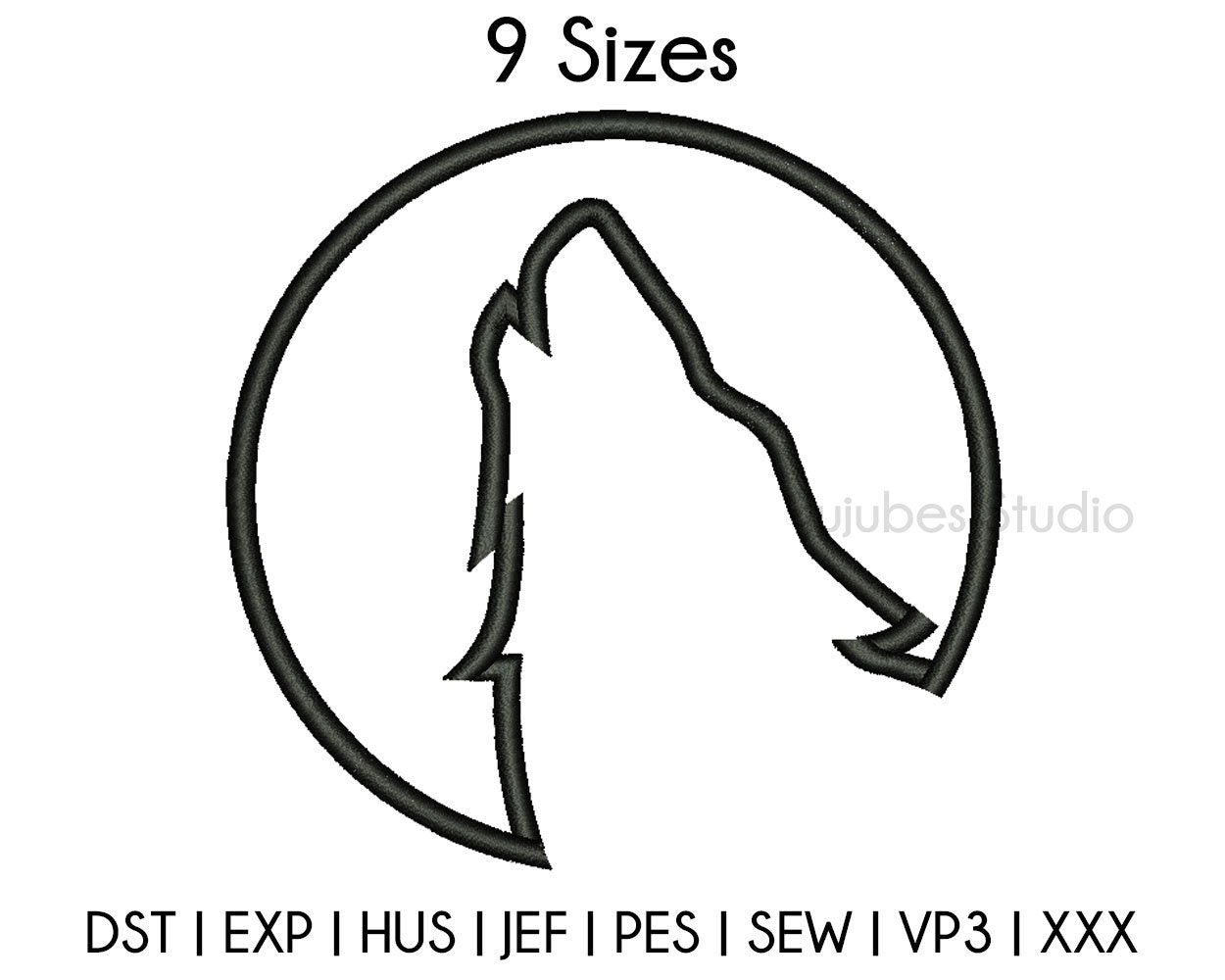 9 Sizes Wolf Applique Embroidery Designs Wolf Embroidery | Etsy