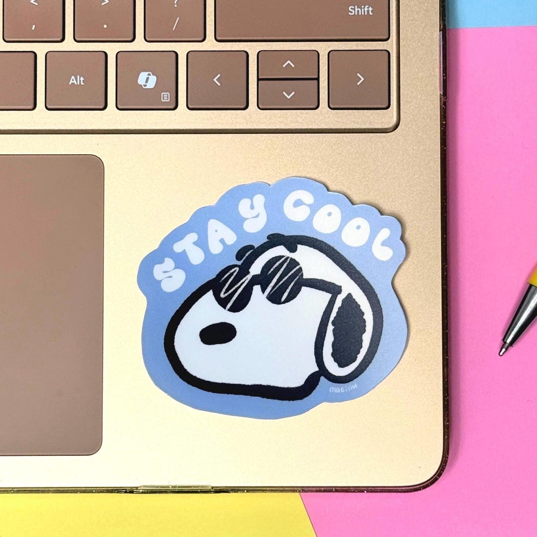 Stay Cool Snoopy Matte Sticker - Laptop, Water Bottle Decal - Etsy