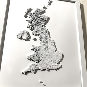 3D United Kingdom Relief Map, Topographical UK, Three Dimensional ...