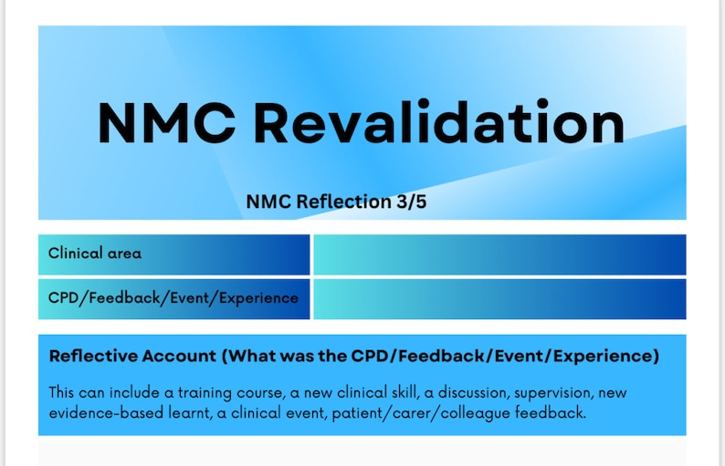 NMC Revalidation 5 Reflective Blank Template Accounts - Etsy UK