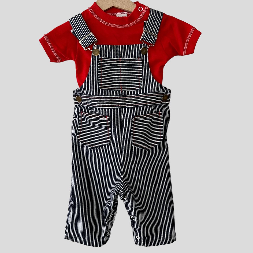 Vintage 80s Health-tex Kids Engineer Overalls With Red Shirt, 12 Months ...
