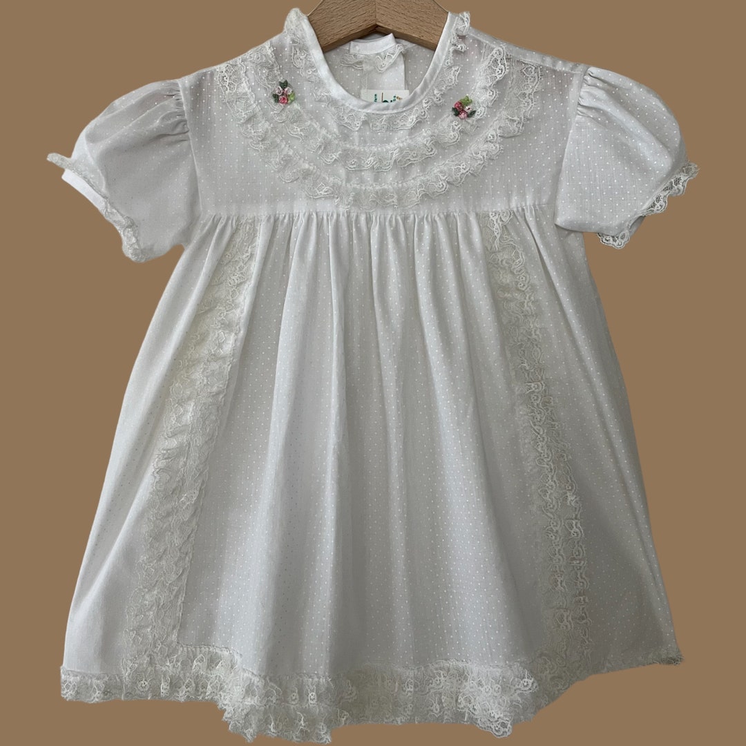 Vintage Girls White Polka Dot Easter Dress 2t - Etsy